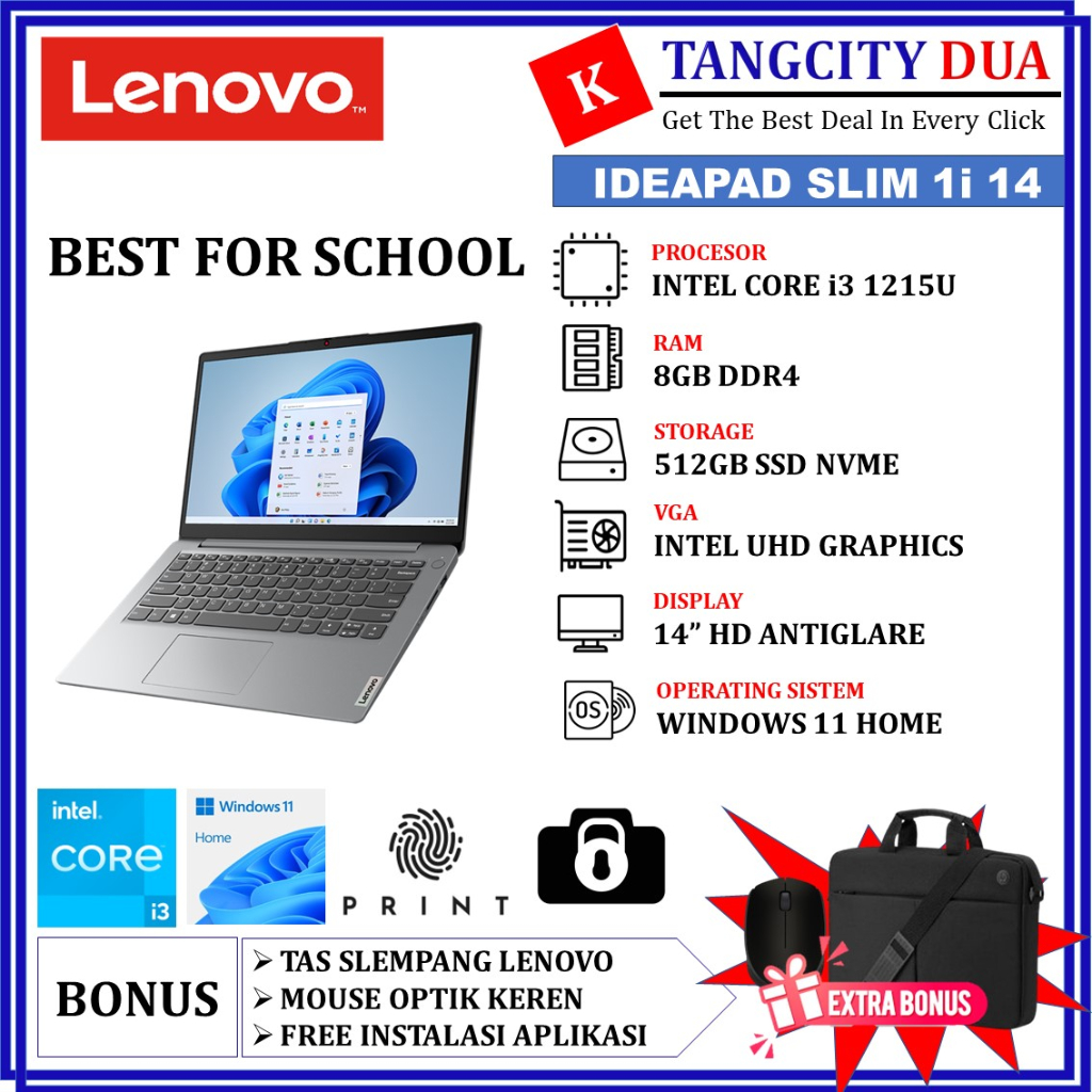 Jual LAPTOP LENOVO IDEAPAD SLIM 1i 14 INTEL CORE i3 1215U 8GB 512GB SSD ...