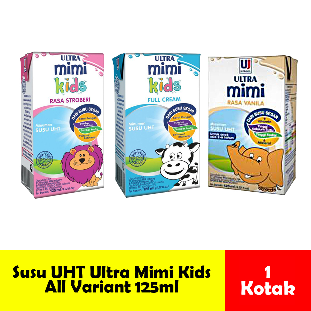 Jual ULTRA MIMI KIDS SUSU CAIR UHT STERIL RASA COKLAT / FULL CREAM / STRAWBERRY 125ML | Shopee ...