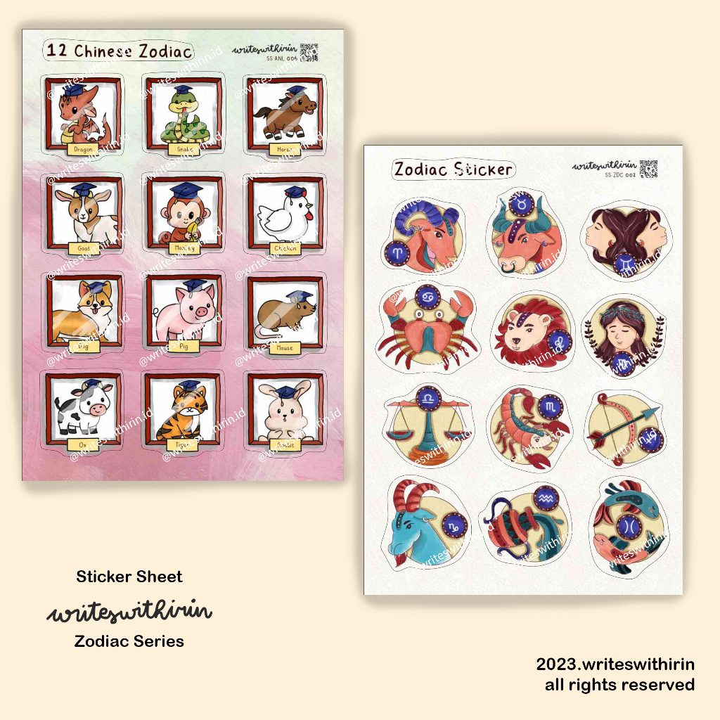 Jual (writeswithirin) Sticker Sheet Zodiac/ Horoscope/ Shio/ Chinese ...
