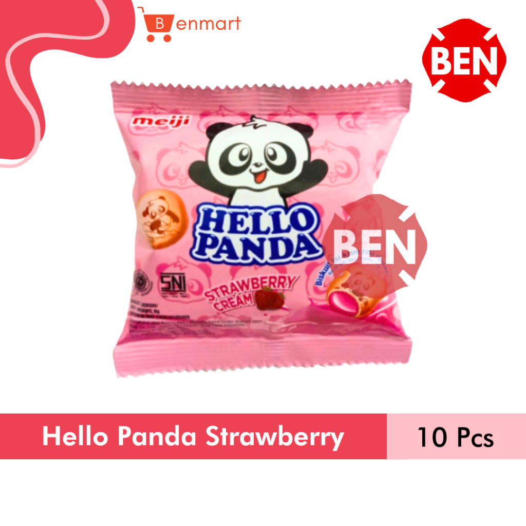 Jual Hello Panda STRAWBERRY CREAM 1 Renceng 10 Sachet Stroberi Pink ...