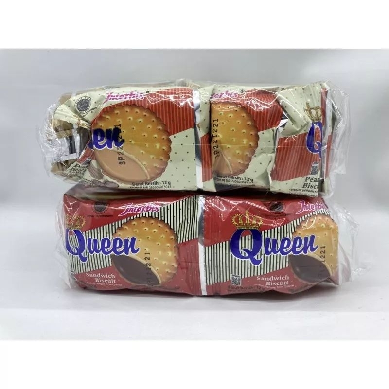 Jual Interbis Biscuit Queen Biskuit Rasa Kacang Dan Rasa Coklat 1 Pak ...