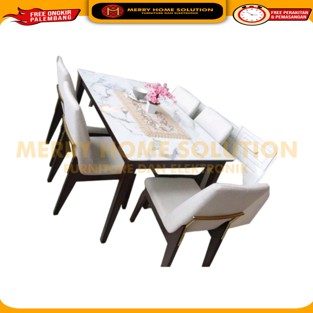Jual Meja Makan Marble Dining Table Siantano DT CHIBA Dining Chair DC ...