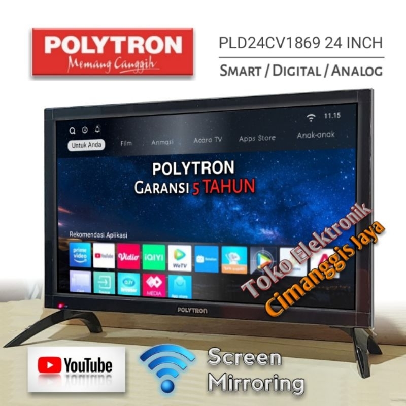 Jual smart tv led polytron 24 inch digital PLD24CV1869 | Shopee Indonesia
