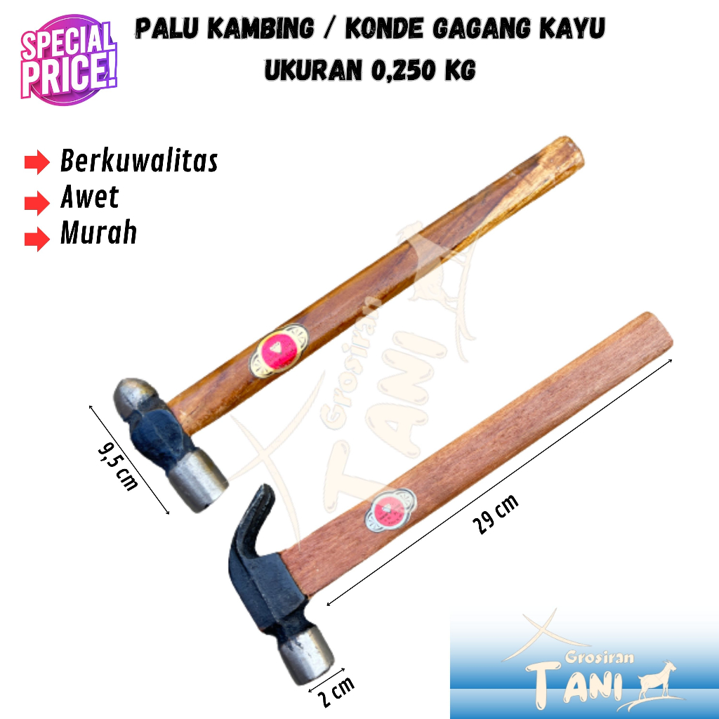 Jual Martil Palu Kambing / Konde Gagang Kayu Ukuran 0,250 kg Sedang ...