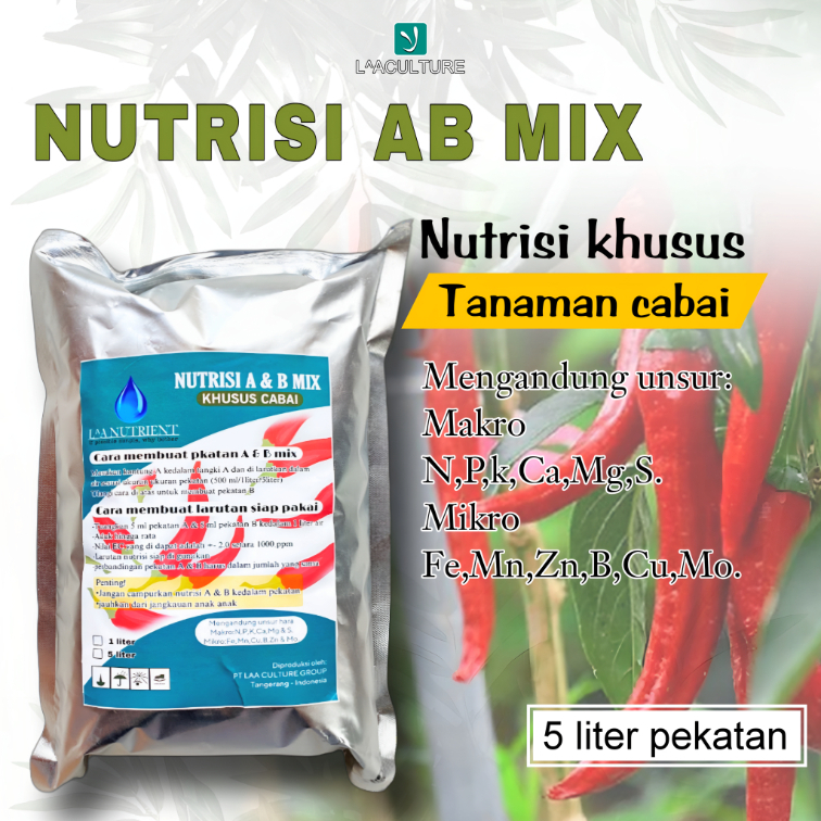 Jual Nutrisi AB Mix Cabe LA NUTRIENT Pekatan 5 Liter Konvensional dan ...