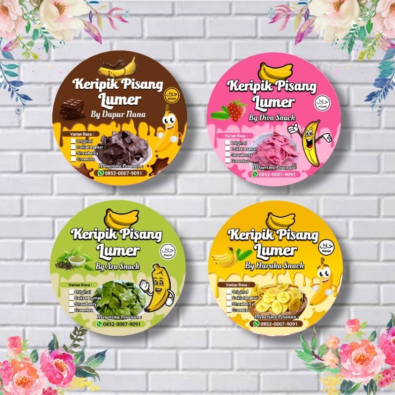 Jual Minimal Order 100 Pcs Stiker Keripik Pisang Lumer Stiker