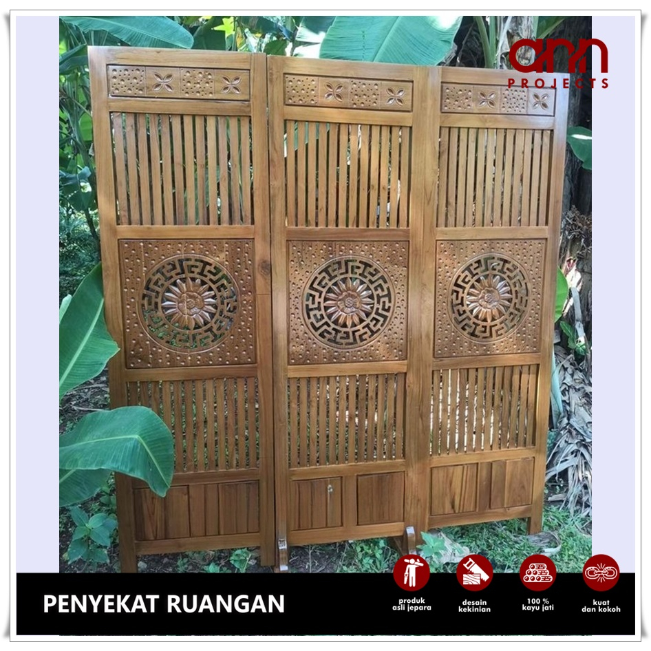 Jual Sekat Partisi Pembatas Ruangan Minimalis Kayu Jati Model Lipat ...