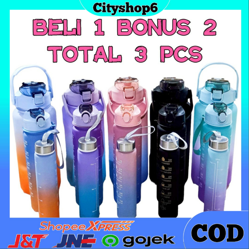 Jual BOTOL BERANAK GRADASI ISI 3 PCS BOTOL MINUM VIRAL BOTOL 2L GRADASI ...