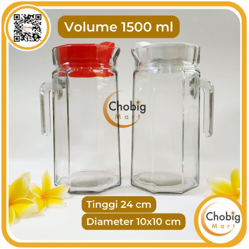 Jual CHOBIG Pitcher Kaca / Ceret Bening 1500ml Jug Teko Air Minum Water ...
