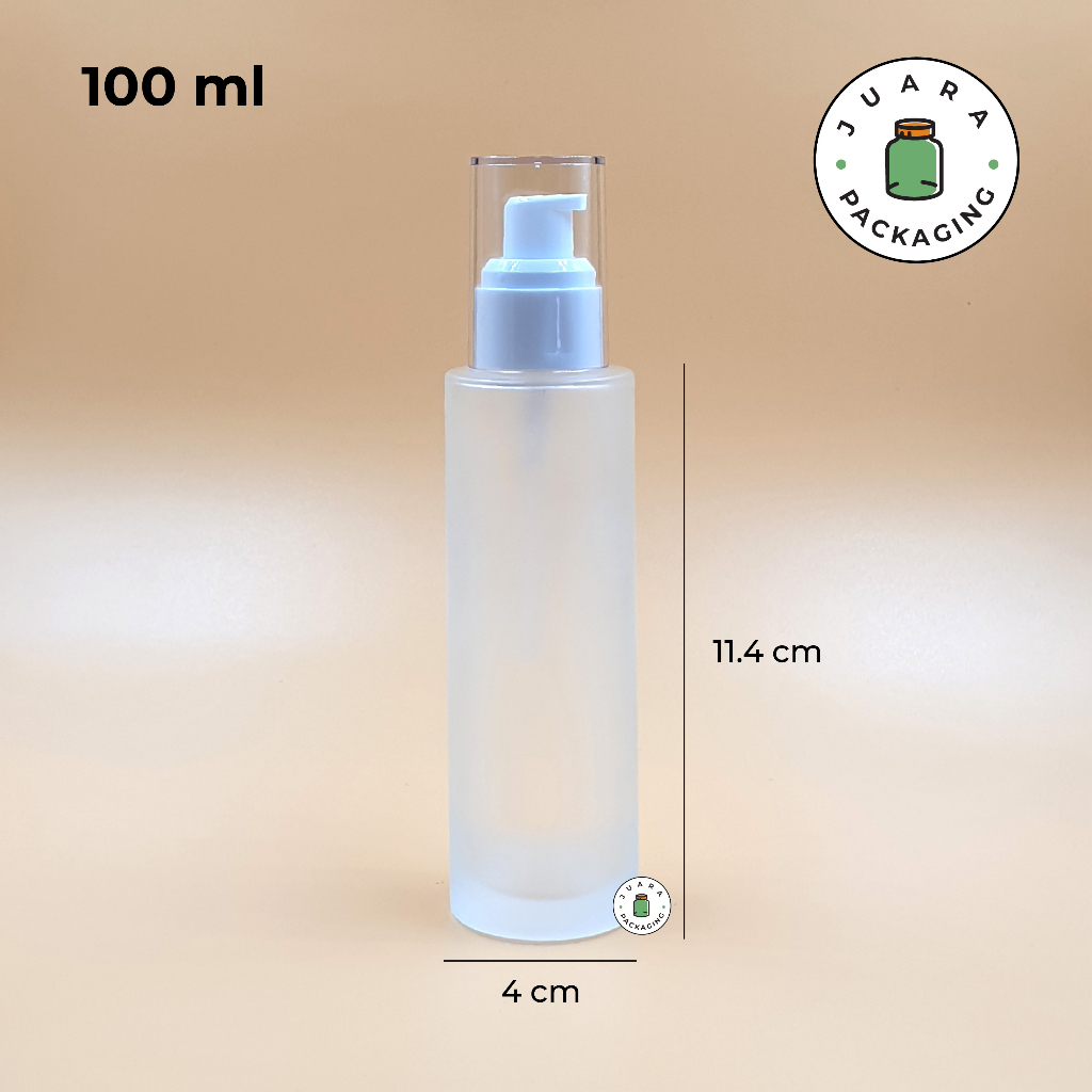 Jual Botol Kaca Pump 100ml Frosted burem dengan Leher Putih Model Bebek ...