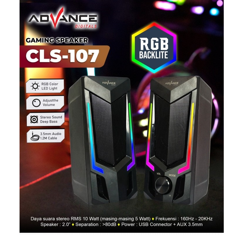 Jual Speaker Gaming Advance CLS107 CLS-107 RGB PC/Komputer Laptop ...