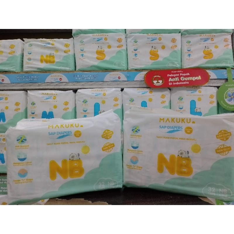 Jual Makuku fit diaper NBS/S tape dengan desain usape tipis anti gumpal ...