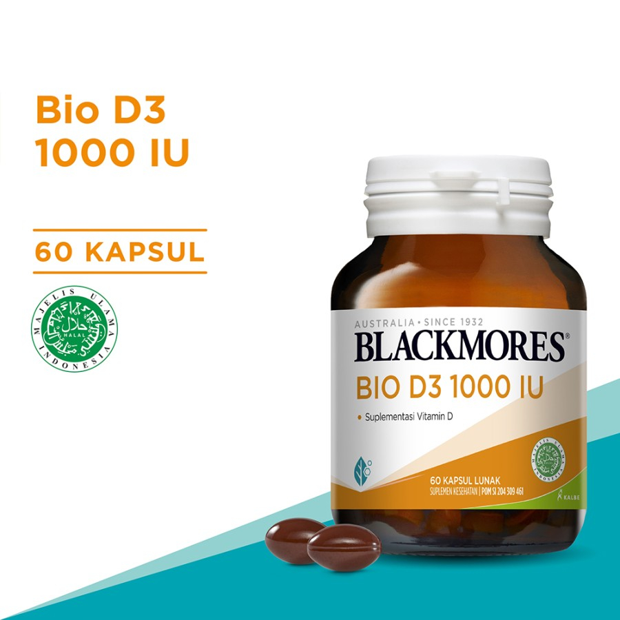 Jual BLACKMORES Bio D3 1000 IU isi 60 Kapsul Lunak | Suplementasi Vitamin D | Shopee Indonesia