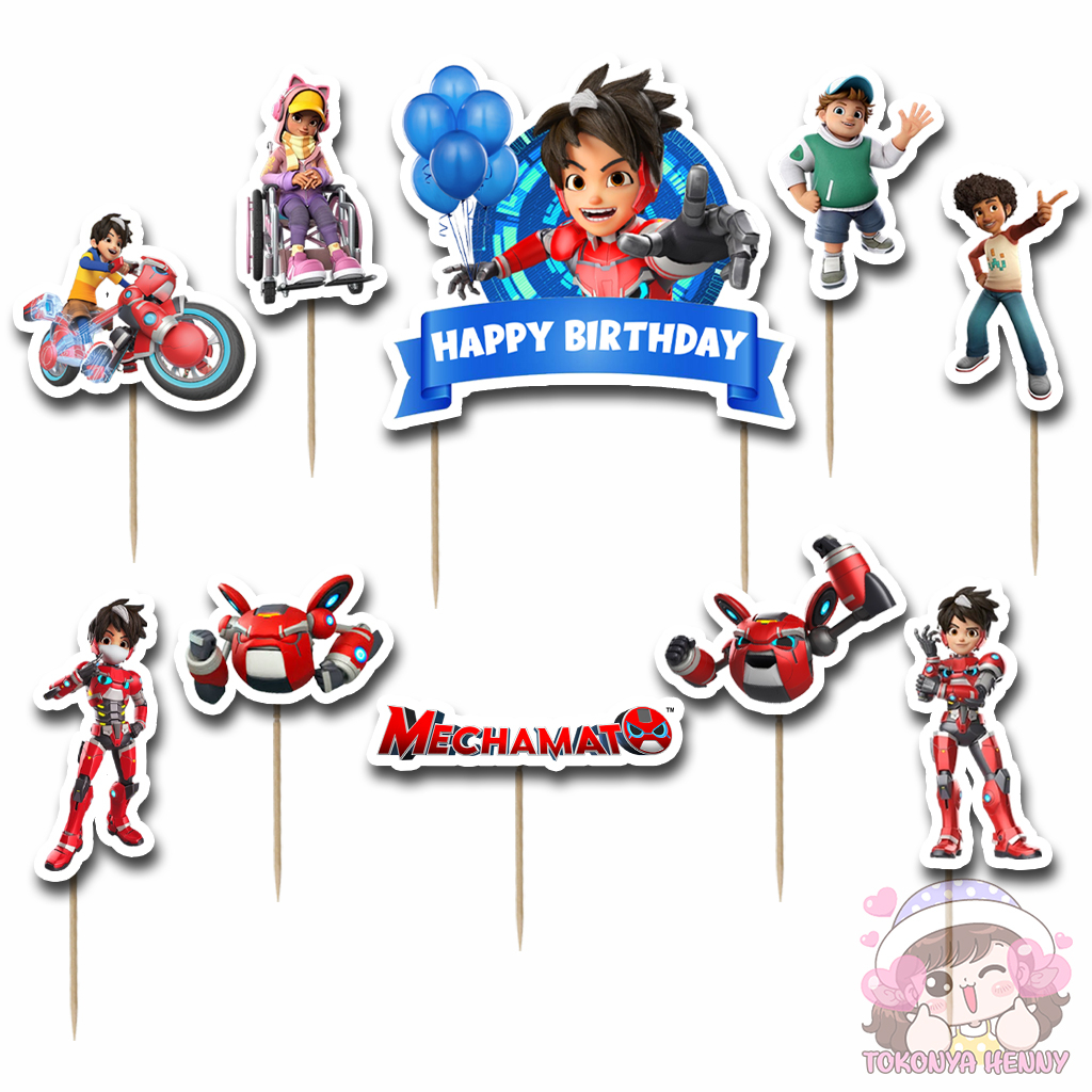Jual Topper Cake Hiasan Kue Ulang Tahun Anak motif MECHAMATO | Shopee ...
