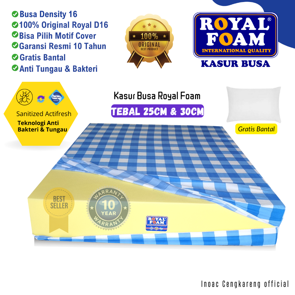 Jual Kasur Busa Royal Foam D16 Tebal 25cm, 30cm Ukuran 200x200 200x180 ...