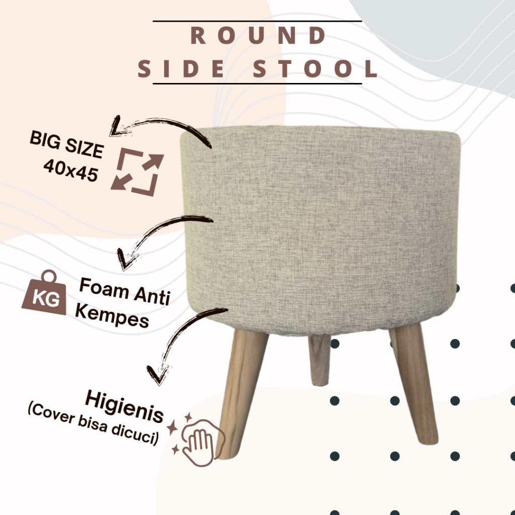 Jual Hygge - Sofa Puff / Kursi Stool Kayu Bench Bulat Minimalis ...