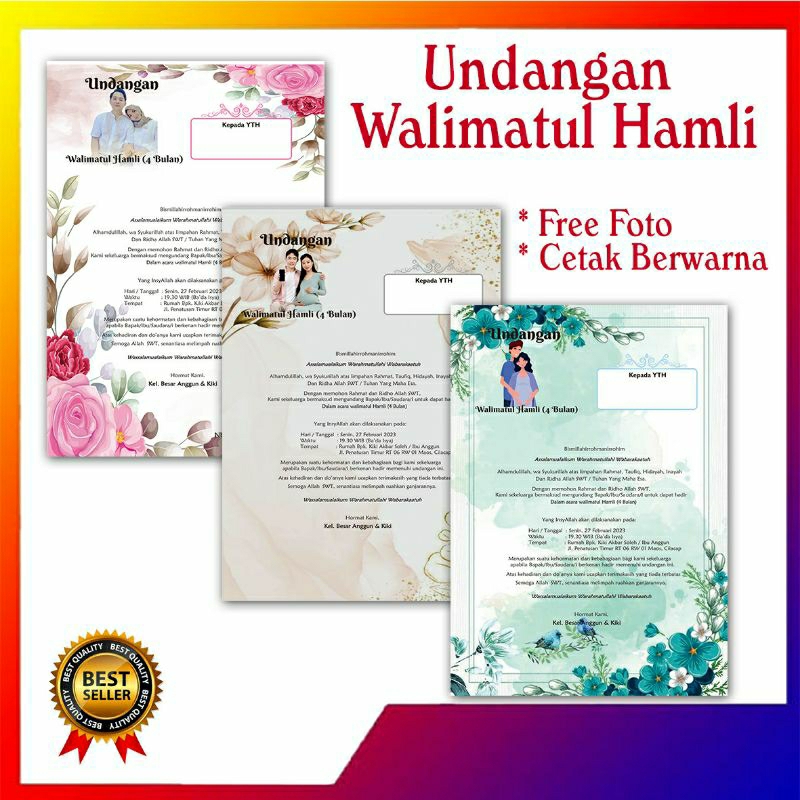 Jual undangan walimatul hamli undangan tasyakuran kehamilan walimatul ...