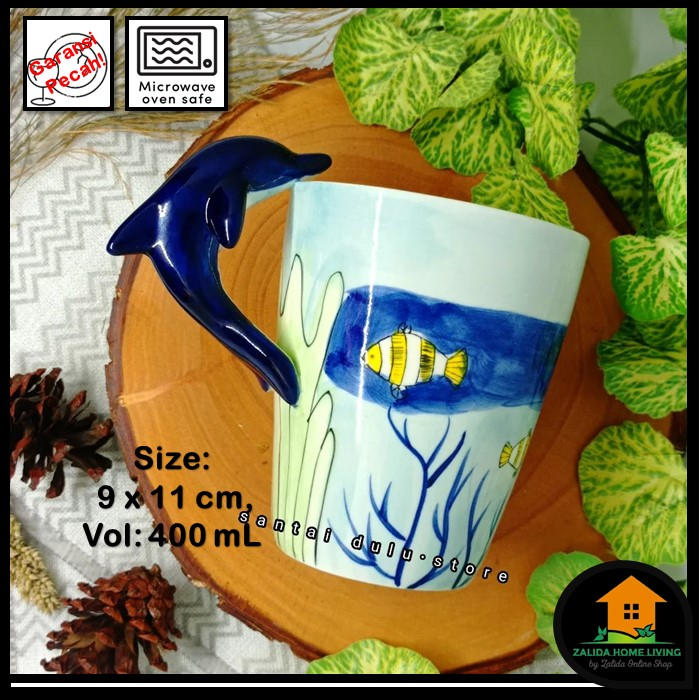 Jual Mug Keramik 3D Tiga Dimensi Hewan Lucu Cangkir Keramik Dolphin Mug ...