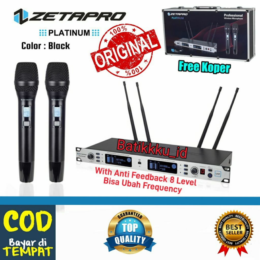 Jual Mic Wireless Zetapro Platinum Original Anti Feedback Free Koper ...