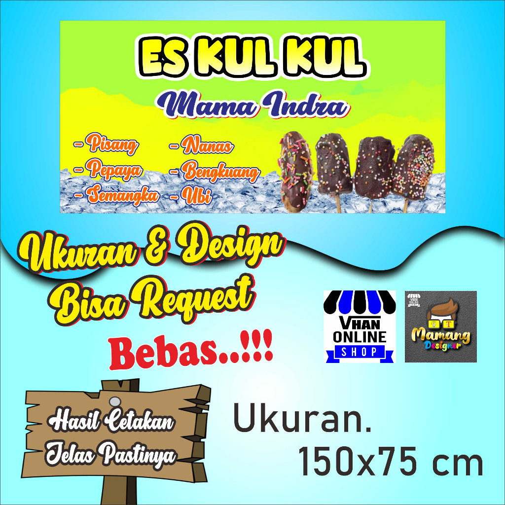 Jual Cetak Spanduk Banner Es Kul Kul, ice Viral, makanan viral, Model ...