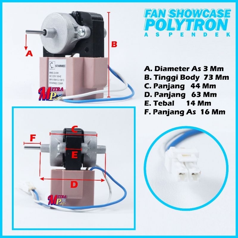Jual FAN MOTOR SHOWCASE POLYTRON | MOTOR FAN KULKAS POLYTRON AS PENDEK ...