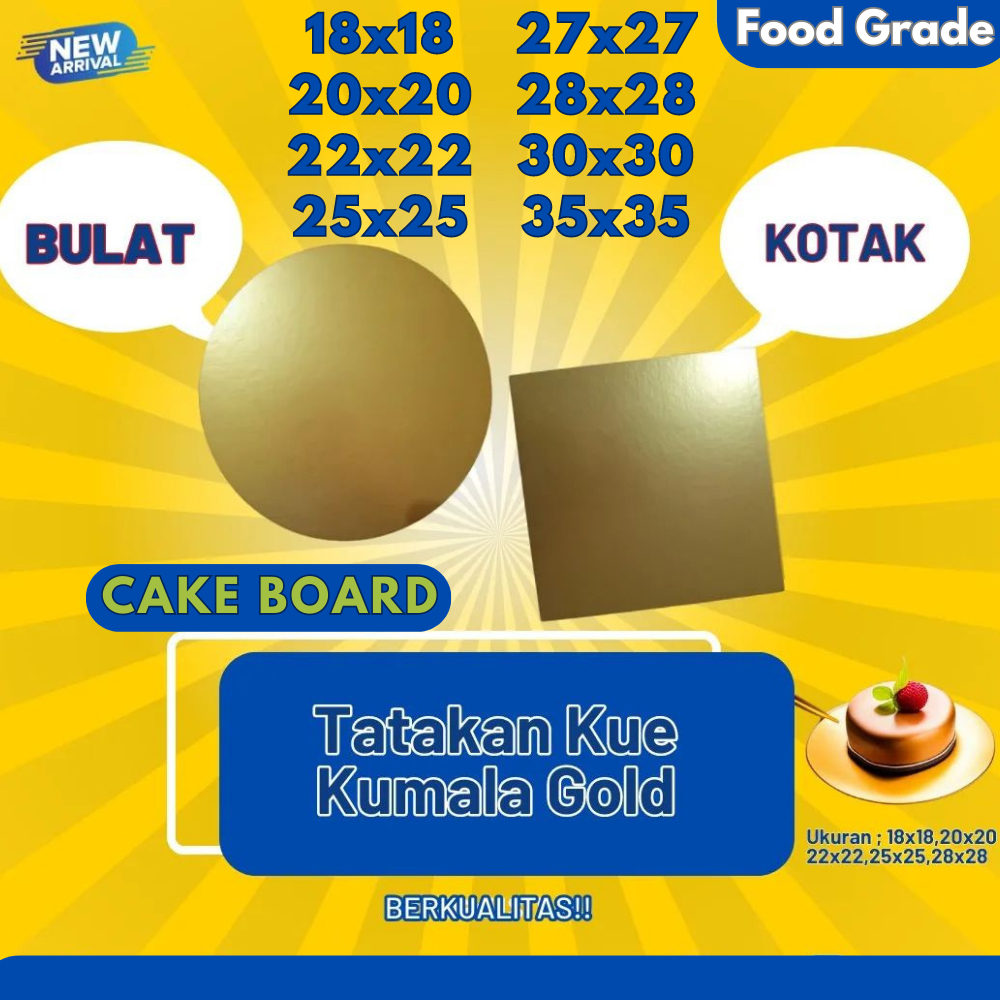 Jual Tatakan Kue Gold Emas Silver Premium 18 20 22 25 27 28 30 35 ...