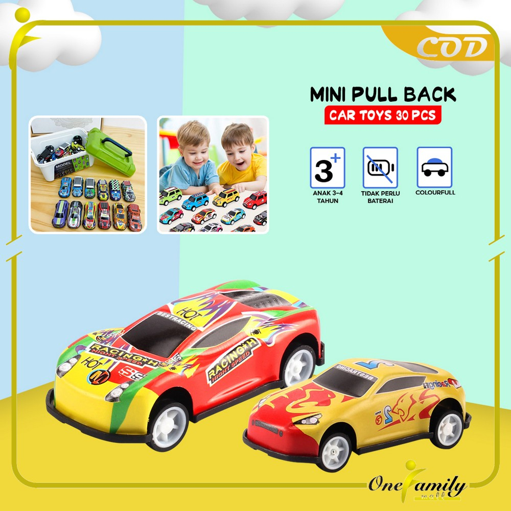 Jual ONE-M314 Mainan Mobil Balap Mini Pull Back 30PCS Set Container Box ...