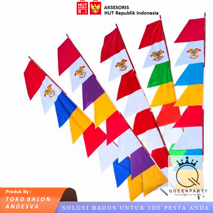 Jual bendera kain zig Zag / Bendera Umbul Umbul Merah Putih zig zag / bendera HUT garuda agustus ...