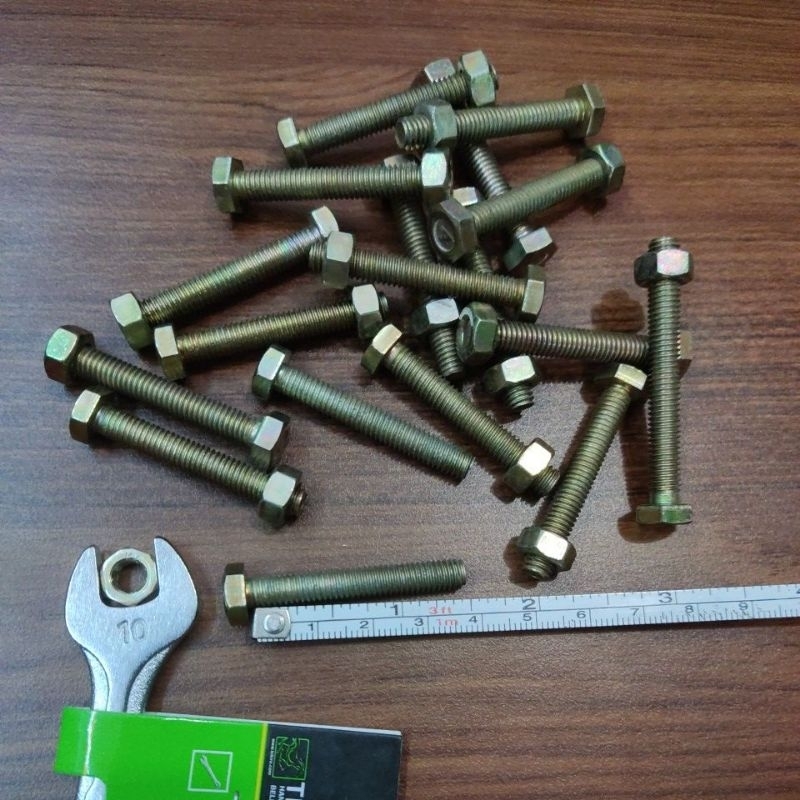 Jual BAUT DAN MUR HEXAGON KUNING 6×40MM BAUT NUT KUNCI 10MM PANJANG 4CM ...