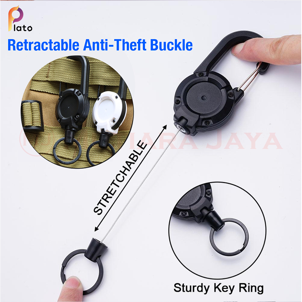 Jual PLATO Gantungan Kunci Tarik Tali Kawat Retractable Keychain ...