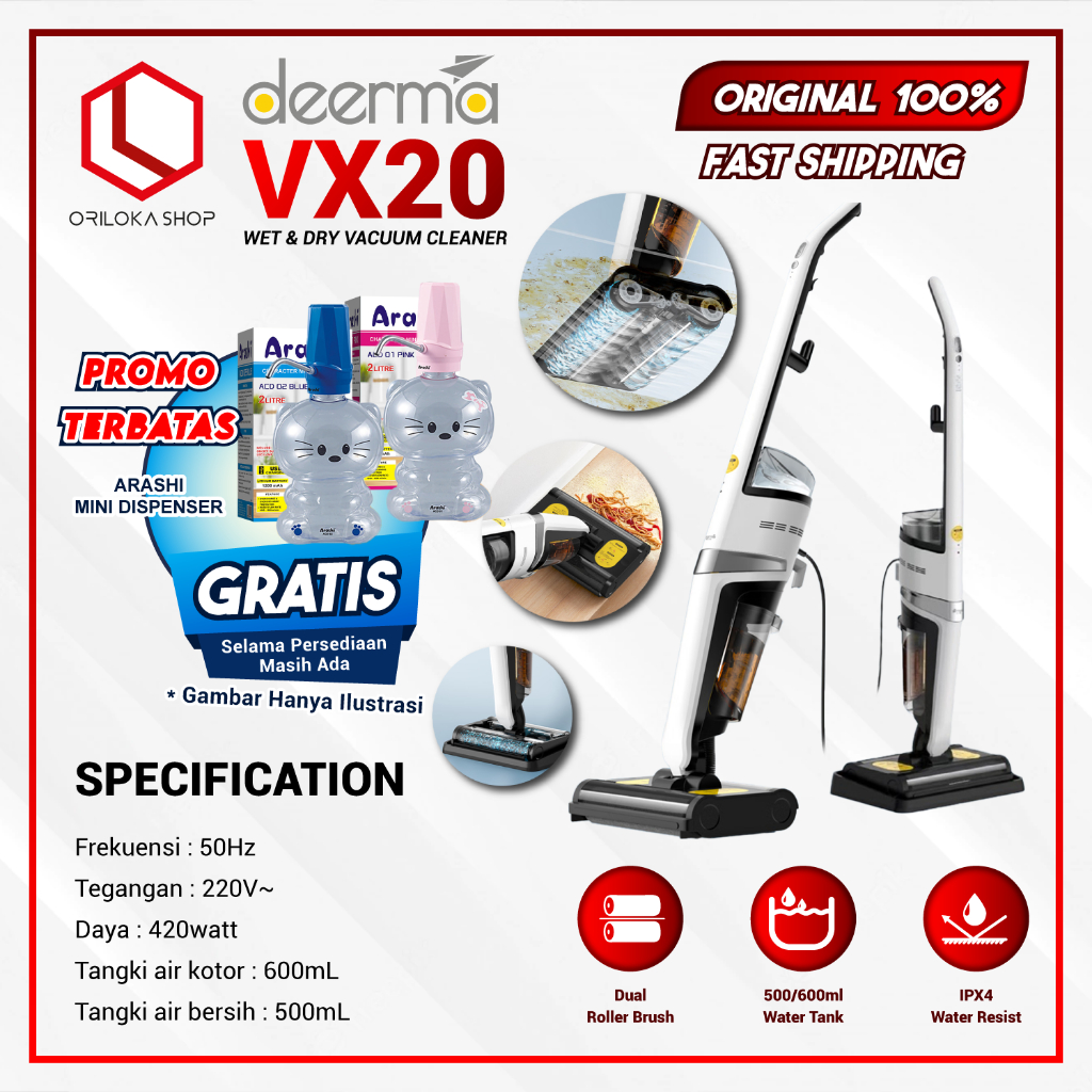 Jual Deerma VX20 / DEM-VX20 Vacuum Cleaner Wet and Dry - Garansi | Shopee Indonesia