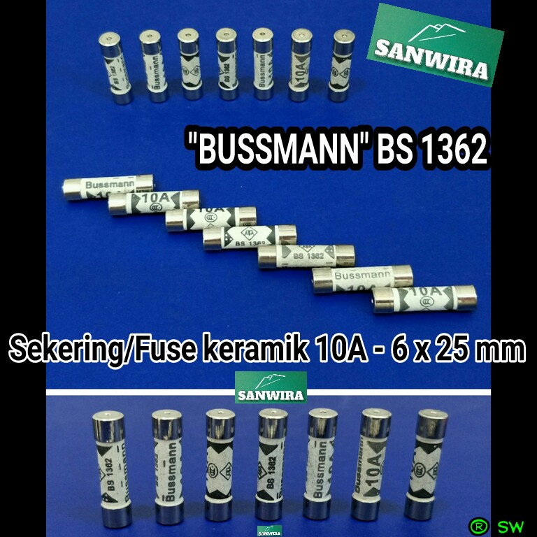 Jual Fuse (sekring) keramik 10A - 6 x 25 mm - "SEM" - "BUSSMANN ...