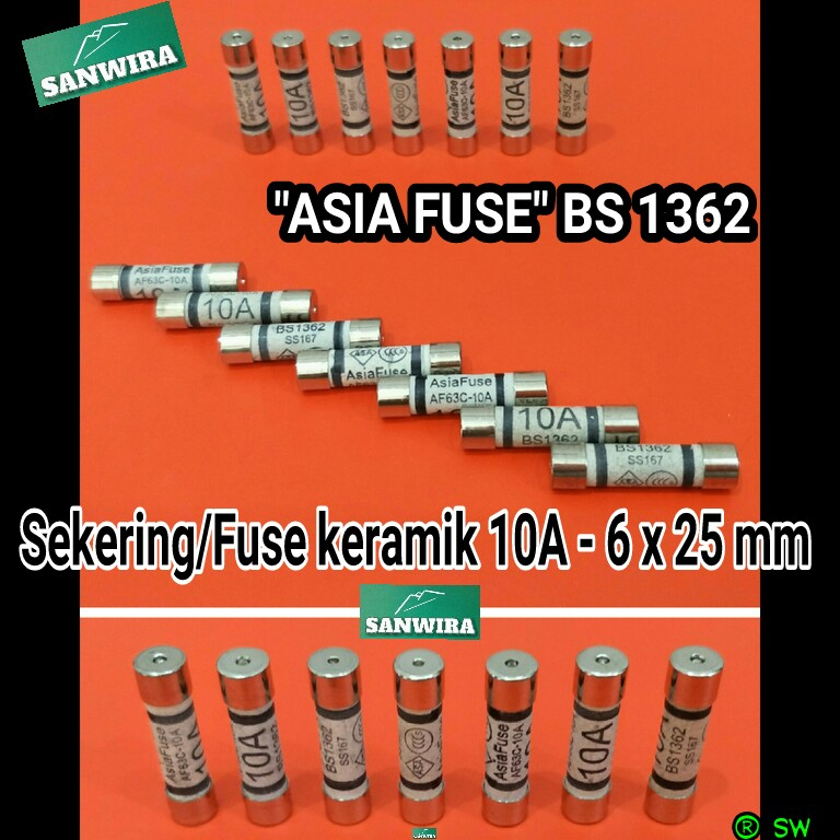 Jual Fuse (sekring) keramik 10A - 6 x 25 mm - "SEM" - "BUSSMANN ...