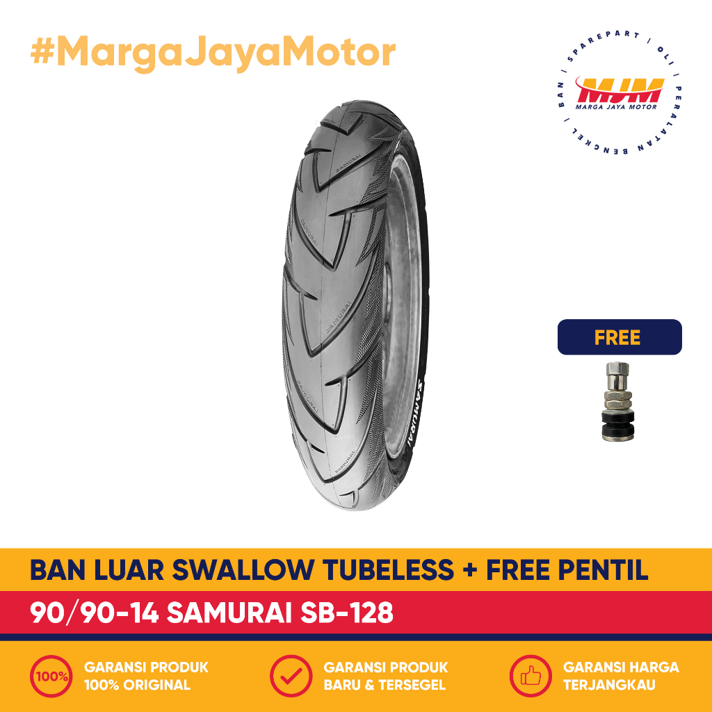 Jual Ban Luar Swallow Samurai SB -128 90/90-14 Tubeless Free Pentil ...