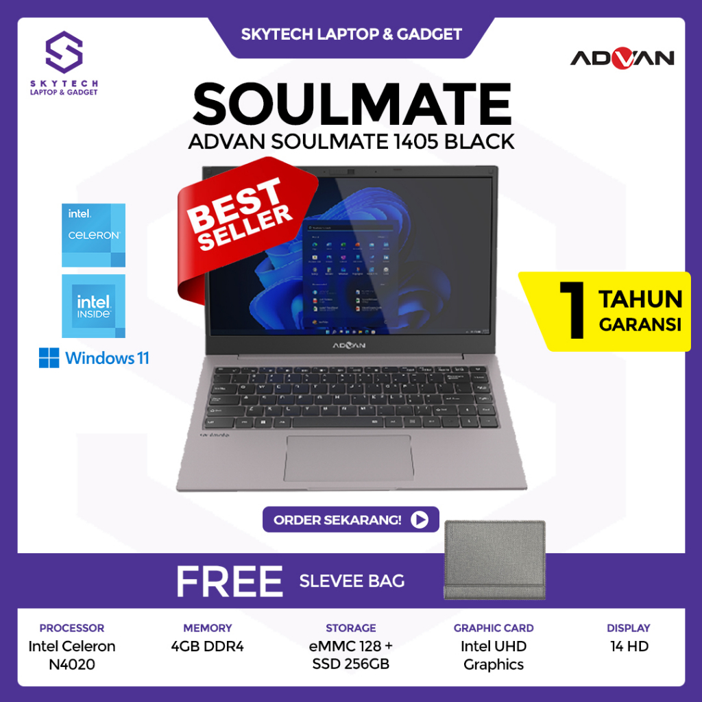 Jual LAPTOP ADVAN SOULMATE 1405 INTEL CELERON N4020 RAM 4GB EMMC 128 ...