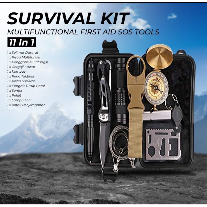 Jual SURVIVAL KIT 11in1 multifunctional first aid SOS tools | Shopee ...