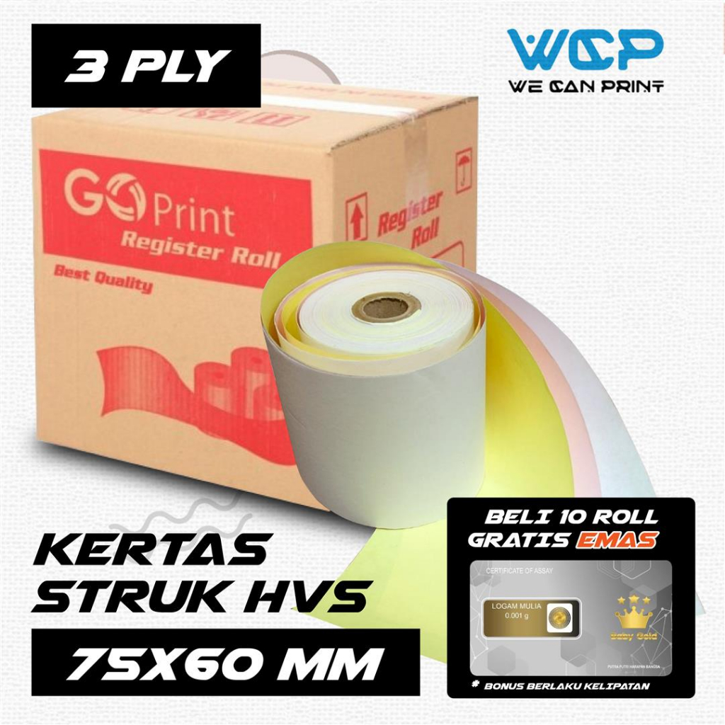 Jual Kertas Struk Kasir NCR 75 X 60 mm 3 PLY Rangkap 3 Printer Dot ...
