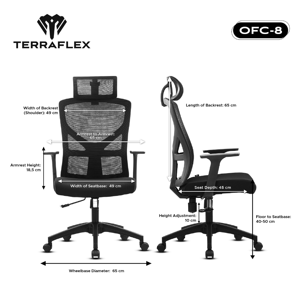Jual Terraflex OFC-8 Ergonomic Office Chair Kursi Kerja Kantor Ergonomis | Shopee Indonesia