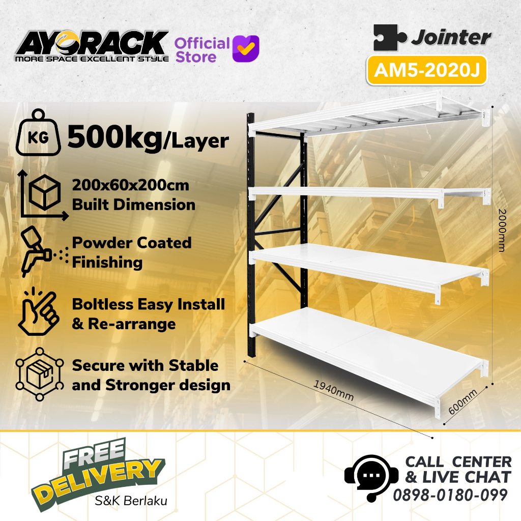 Jual RAK GUDANG BESI 4 SUSUN 2 METER AYORACK AM5-2020J | JOINTER RACK ...