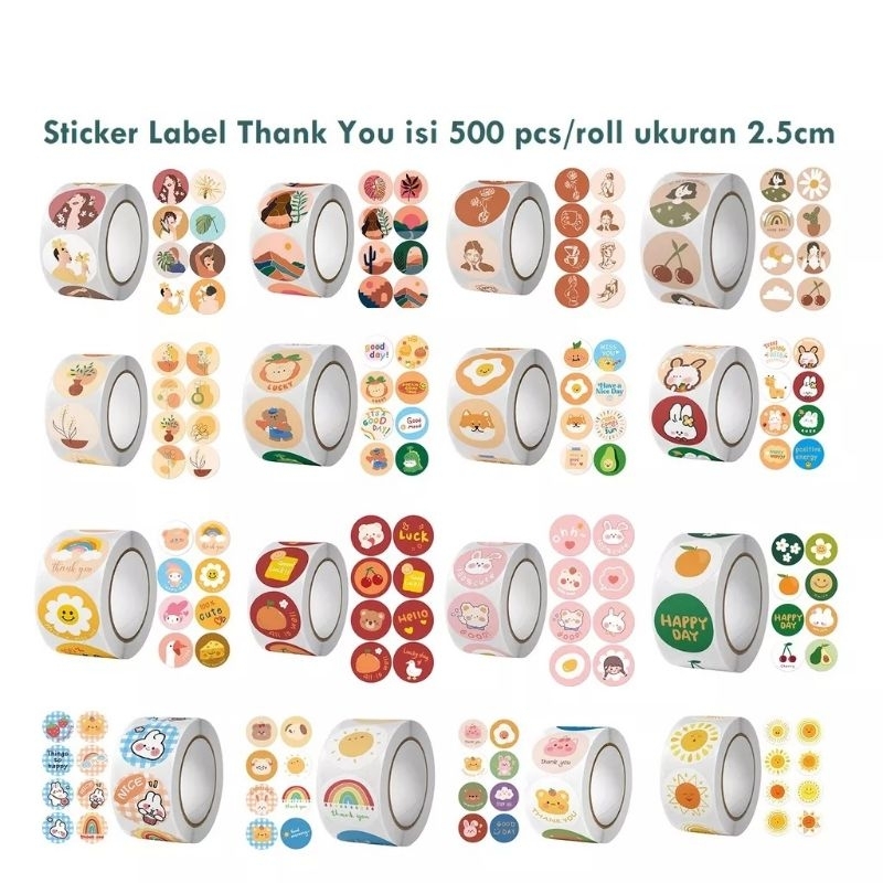 Jual 500pcs 1 Roll Stiker Label Stiker Thank You Motif Kartun Lucu