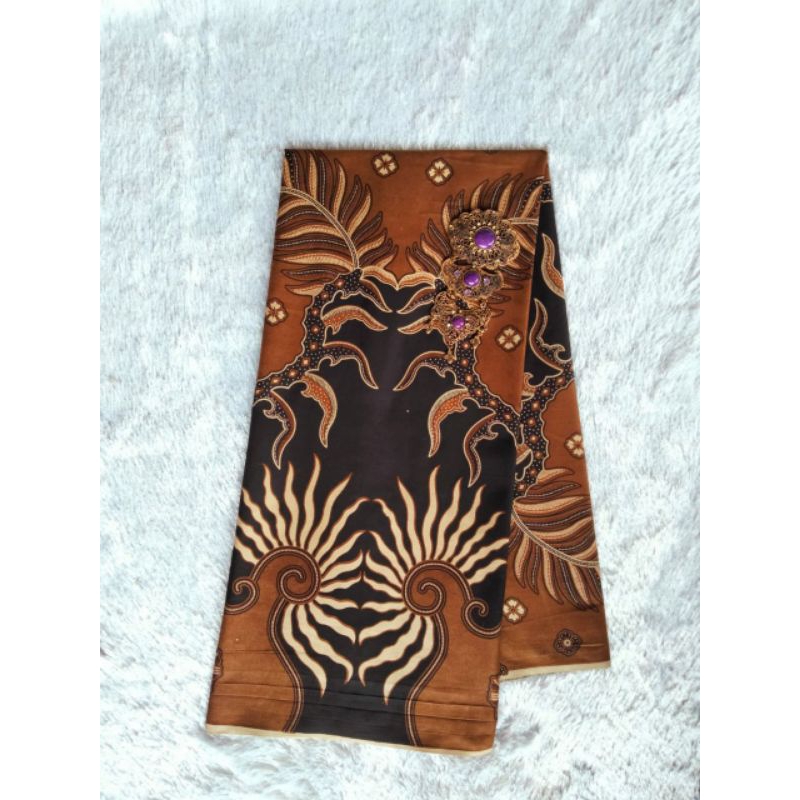 Jual kain batik motif terumbu karang daun Suji coklat | Shopee Indonesia