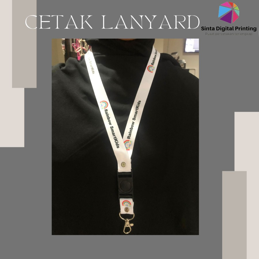 Jual Cetak Jual Tali ID Card Lanyard 1 / 2 Sisi Custom Desain Sablon ...