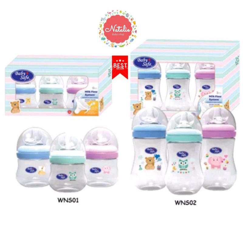 Jual BABY SAFE botol wideneck 125ml dan 250ml isi 3 pcs WNS01/WNS02 ...