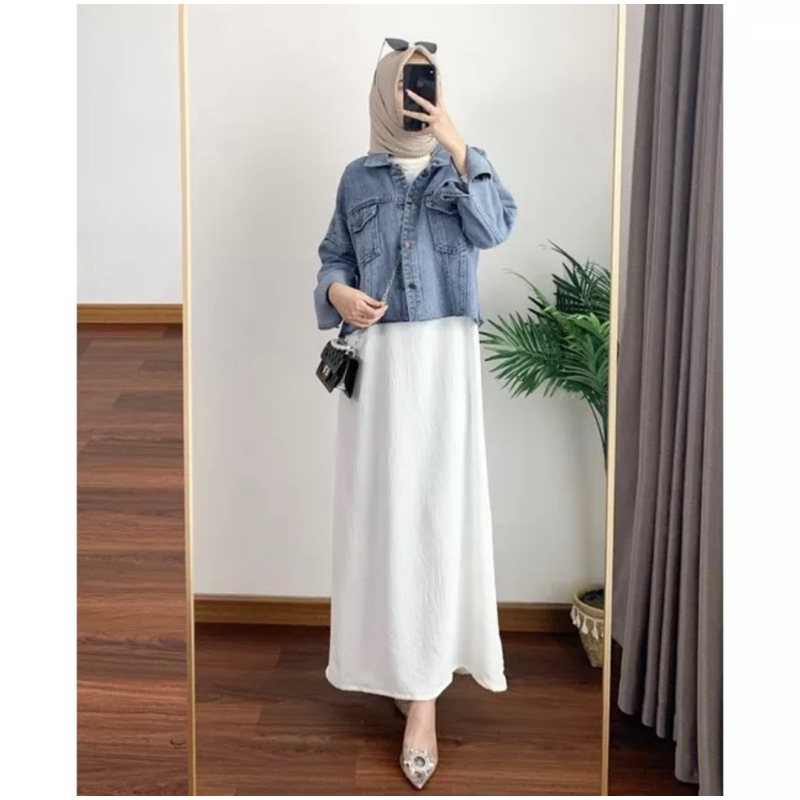 Jual Inner Dress Crinkle kutung Busui Resleting depan / Inner Premium ...