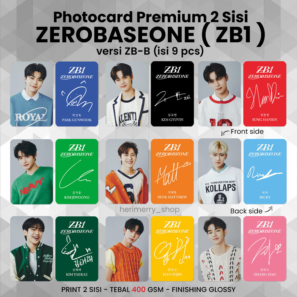 Jual (ISI 9 PCS) Photocard ZB1 ZEROBASEONE Pre Debut KCON - Potocard Premium 2 Sisi Kartu Kpop ...
