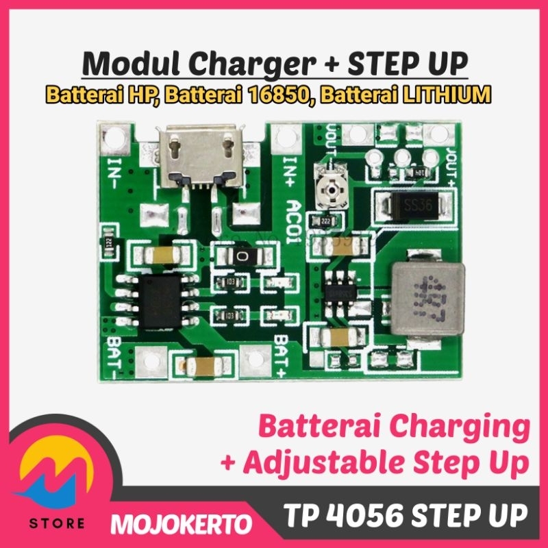 Jual Modul step up charger baterai lithium18650 3.7V 9V 5V 2A | Shopee ...