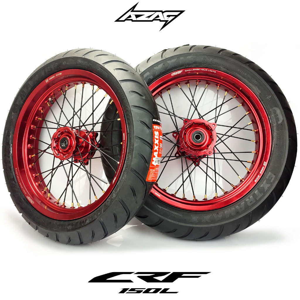 Jual BAN SET SUPERMOTO CRF150 SCARLET TROMOL CNC SCARLET MAXXIS ...