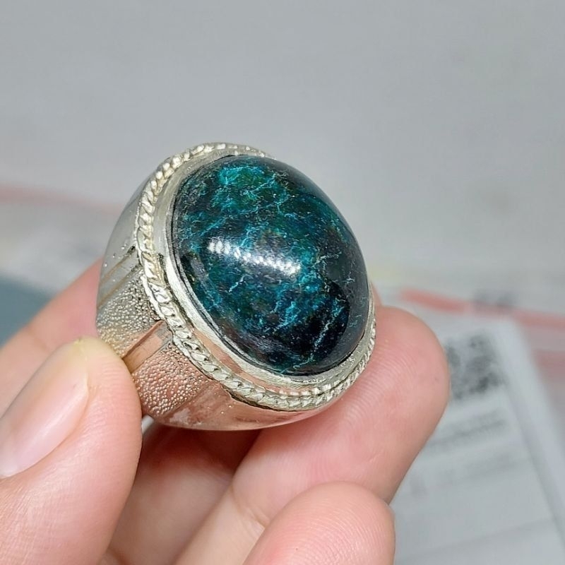 Jual Batu akik badar besi nempel magnet / cincin badar besi hitam hijau ...
