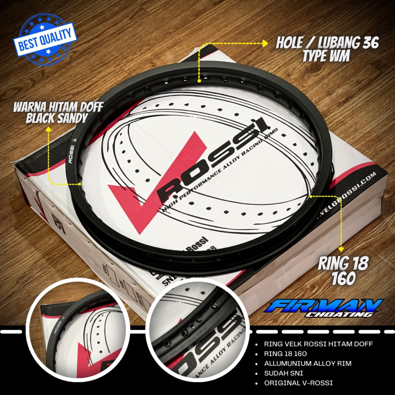 Jual RING VELK RIM LINGKARAN V ROSSI 18x160 HITAM DOFF 36 HOLE (1pcs ...