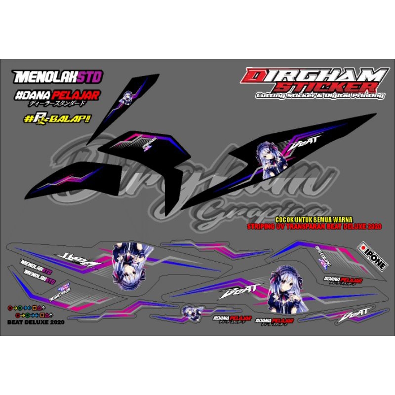 Jual (cod) Striping variasi Beat street, beat deluk UV tranfaran ...